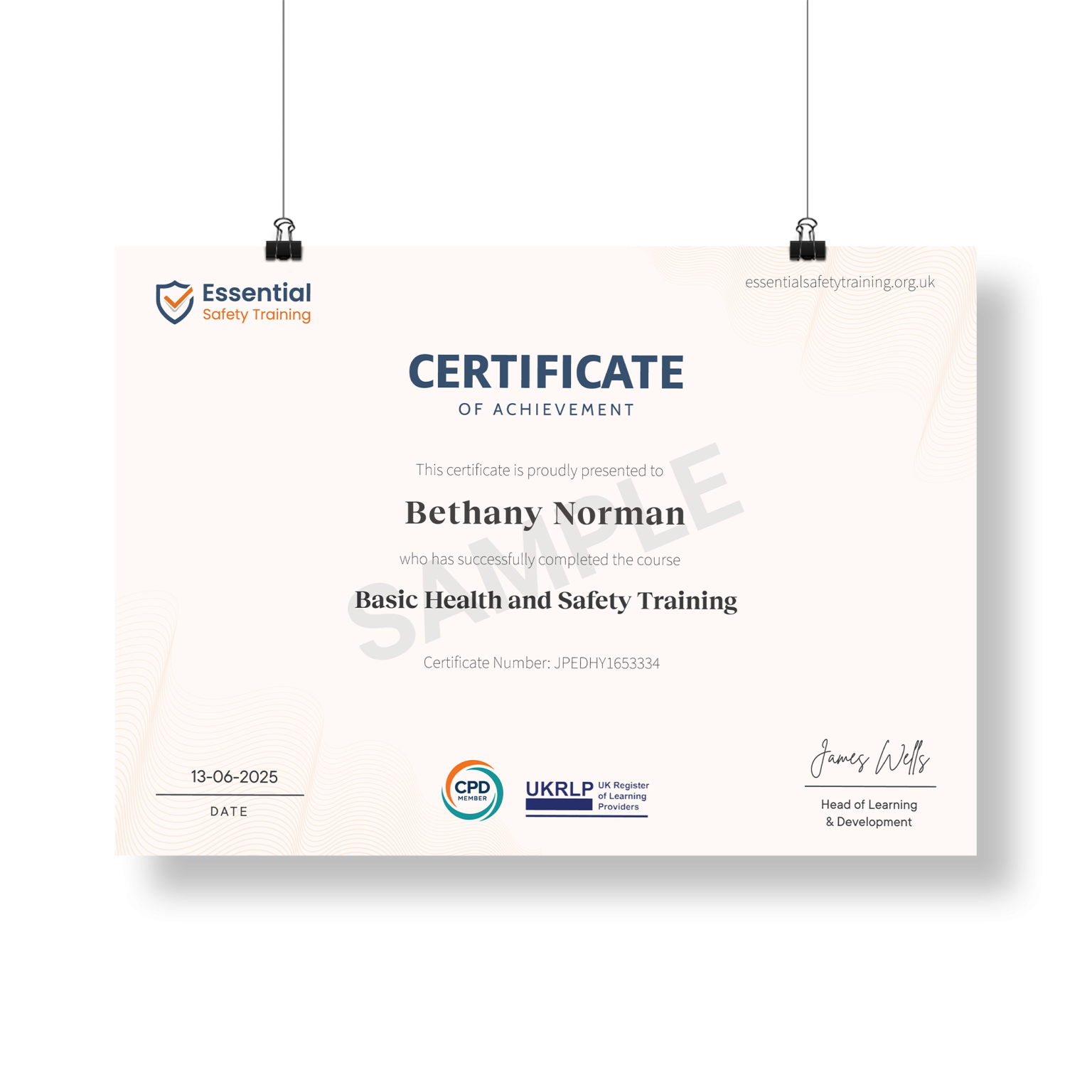 Certificate - Essential Safety Training